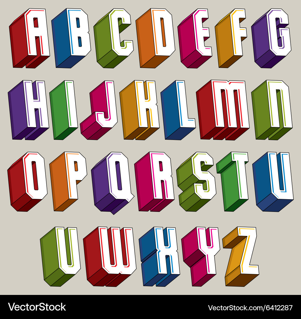 3d font bold and heavy letters geometric Vector Image