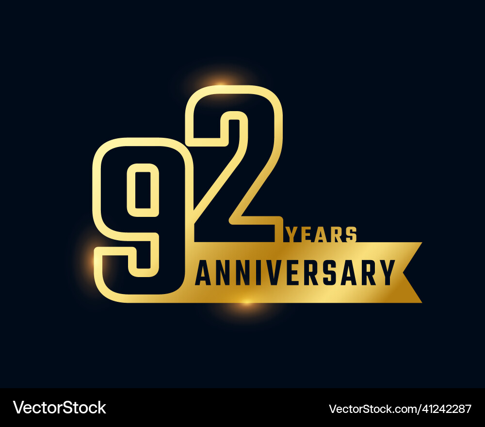 92 year anniversary celebration with shiny Vector Image