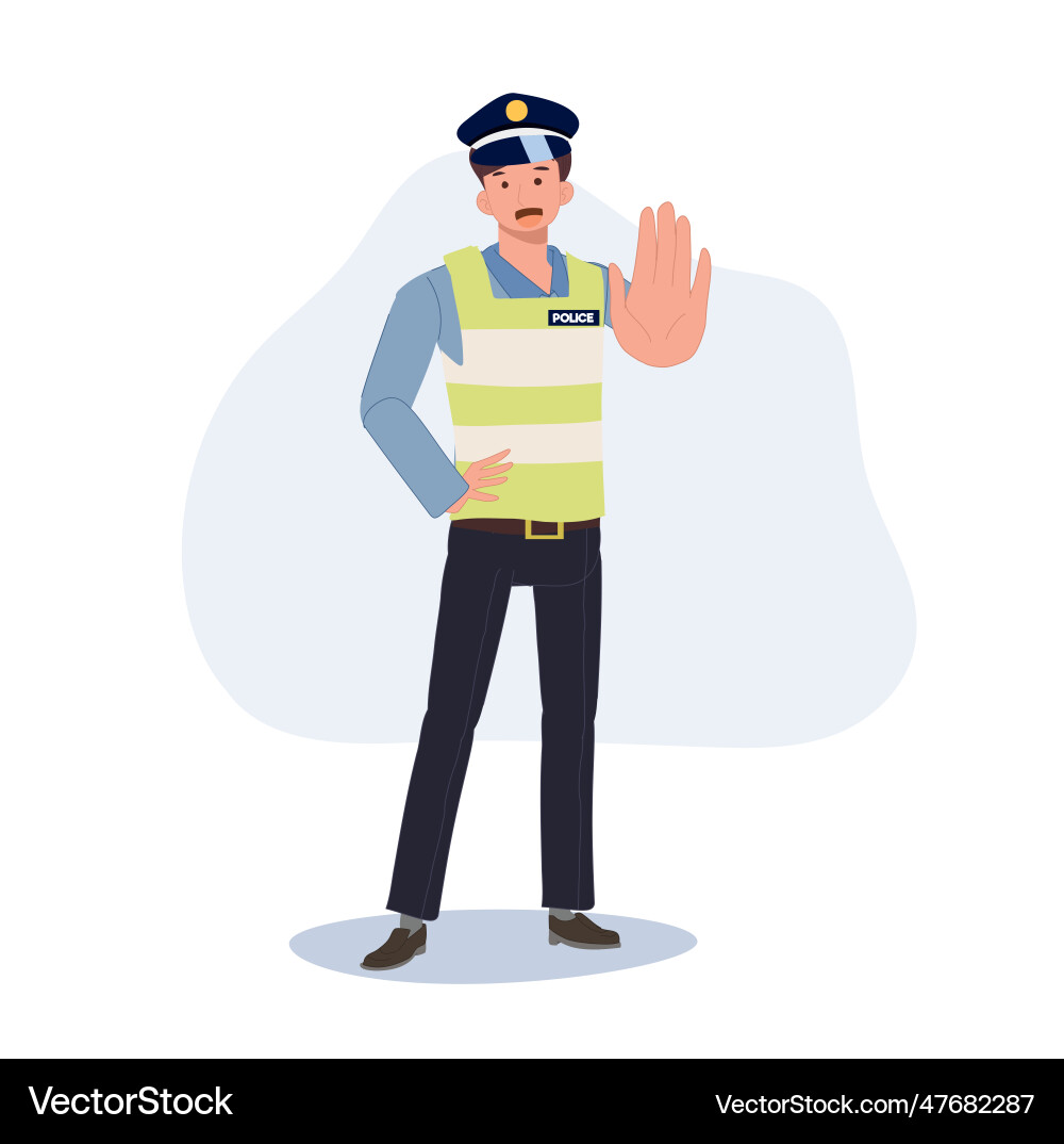 A traffic police gesturing hand as stop flat Vector Image
