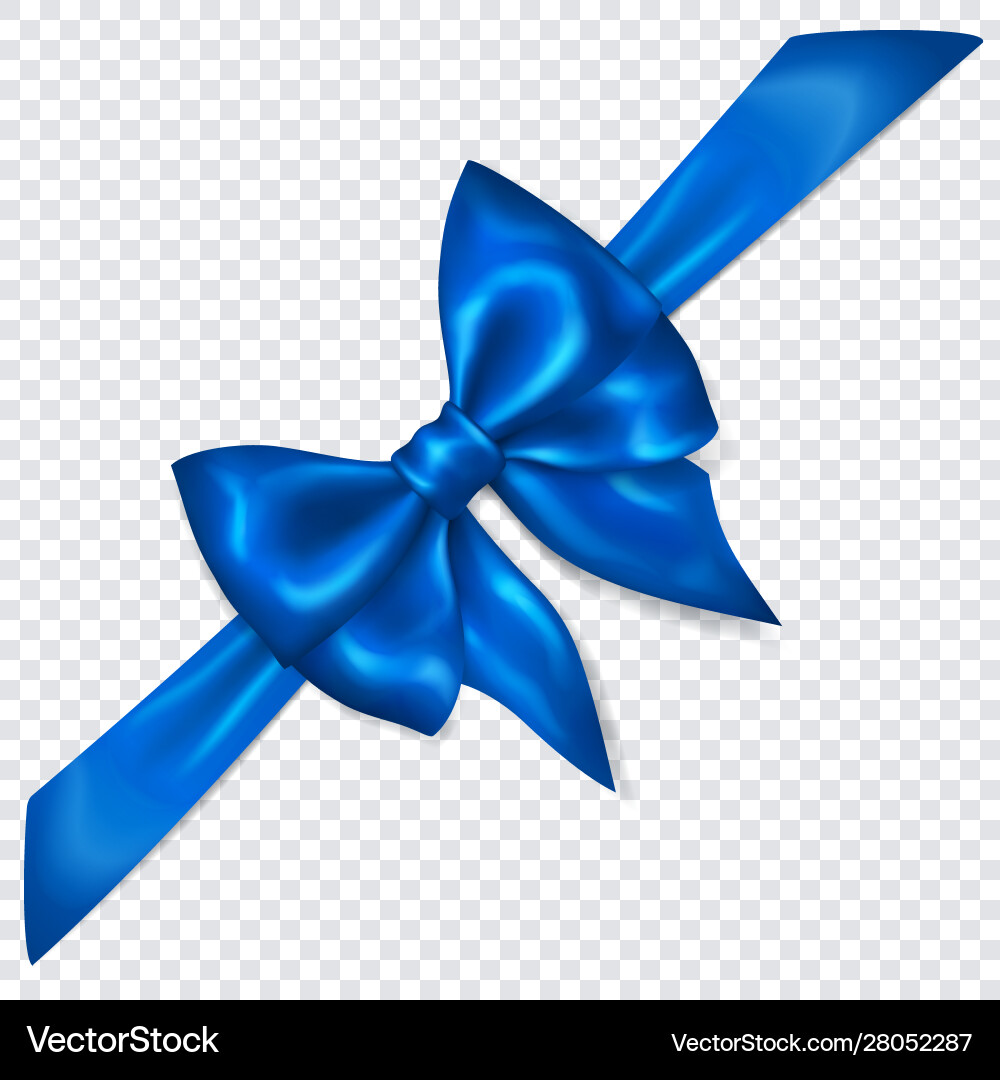 Blue bow with diagonally ribbon Royalty Free Vector Image