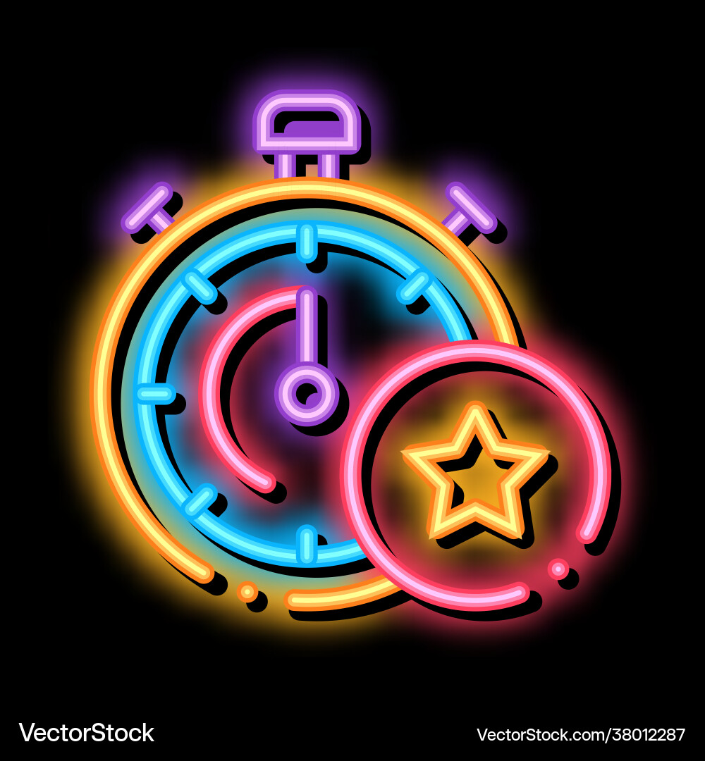 Bonus stopwatch concept neon glow icon Royalty Free Vector