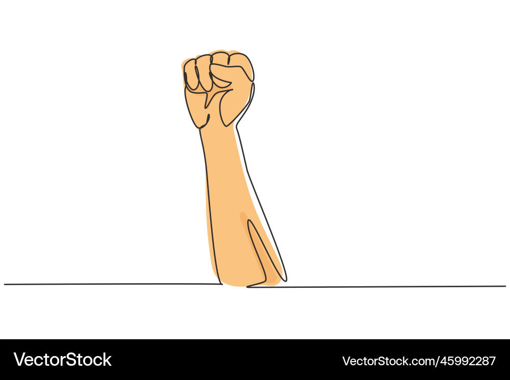 Continuous one line drawing fist or victory hand Vector Image