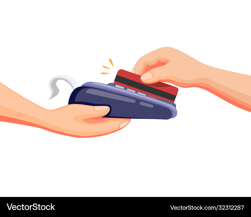 Credit or debit card transaction to payment Vector Image