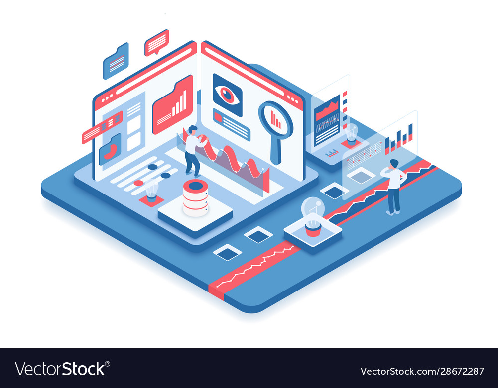 Data analysis isometric Royalty Free Vector Image