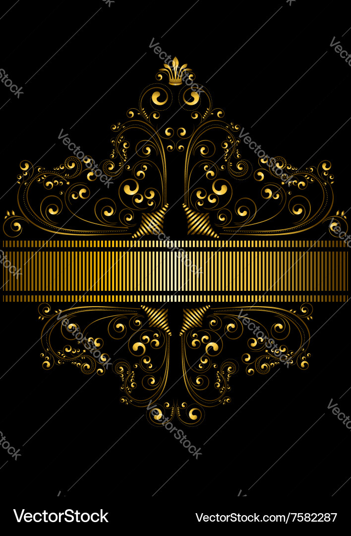 Dotted golden ribbon framed pattern of curl Vector Image