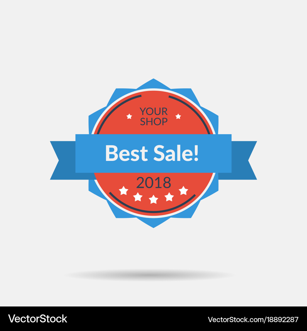 Flat isolated badge - best sale Royalty Free Vector Image