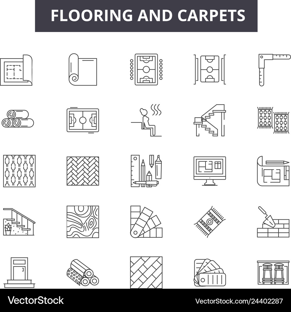 Flooring and carpets line icons for web and mobile