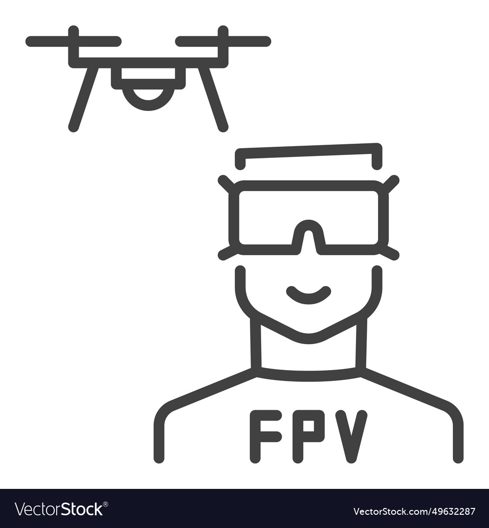 Fpv Drone And Man Concept Thin Line Icon Or Sign Vector Image