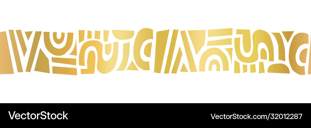 Golden metallic abstract shapes border seamless Vector Image