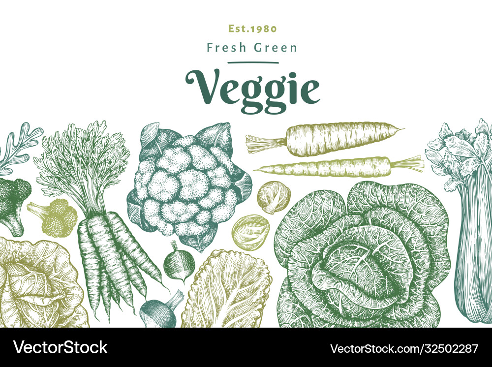 Hand drawn sketch vegetables design organic fresh Vector Image