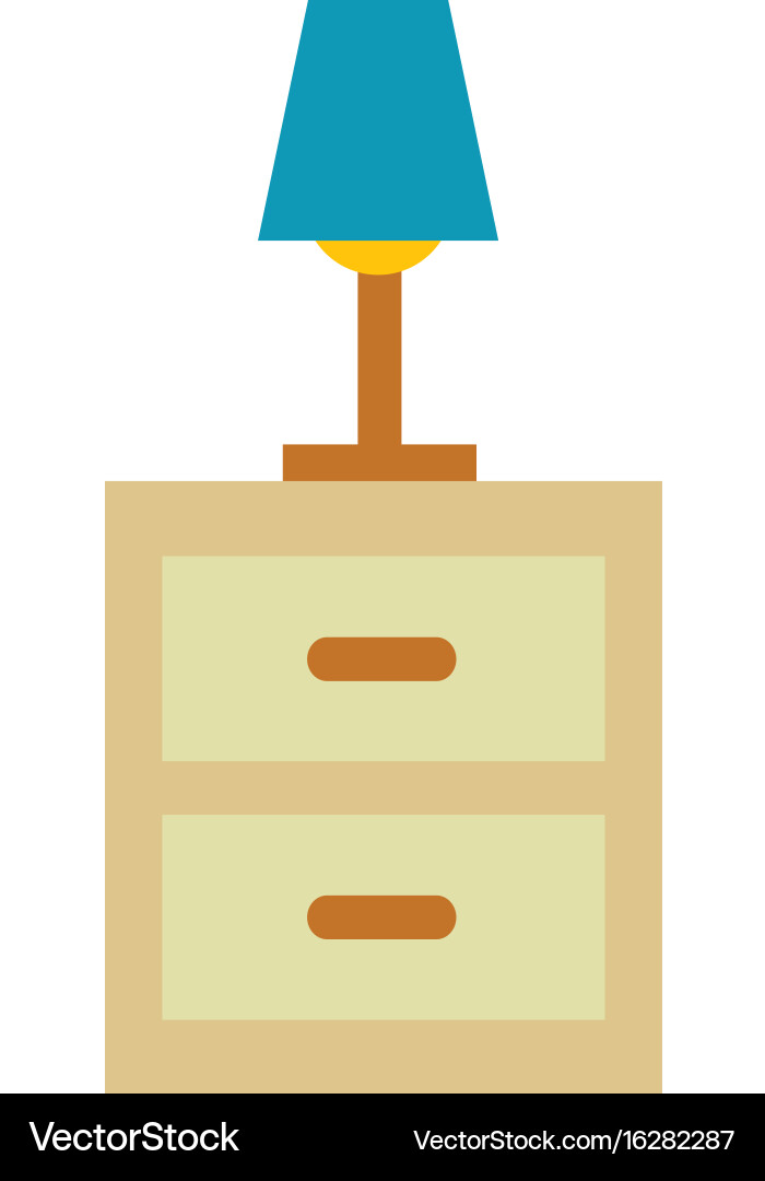 Nightstand with room lamp isolated icon Royalty Free Vector