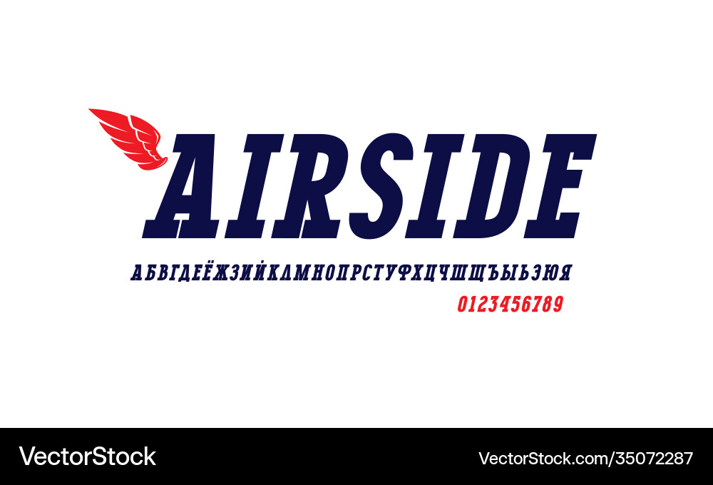 Oblique serif font in classic style Royalty Free Vector
