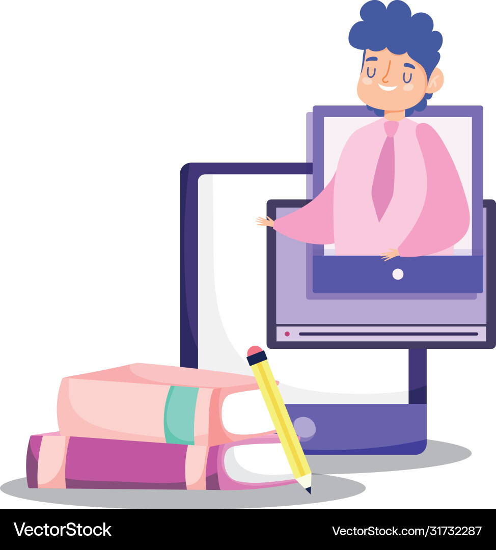 Online education teacher smartphone website Vector Image