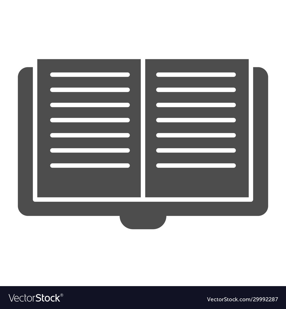 Opened paper book solid icon reading Royalty Free Vector