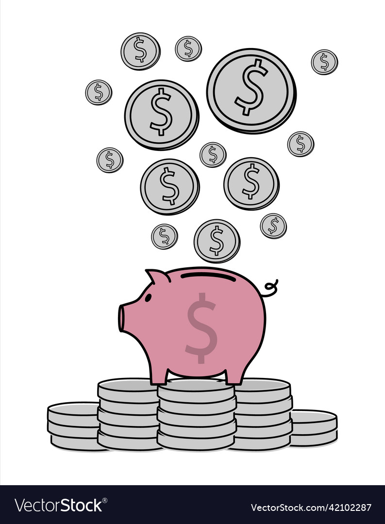 Piggy bank with dollars money saving Royalty Free Vector