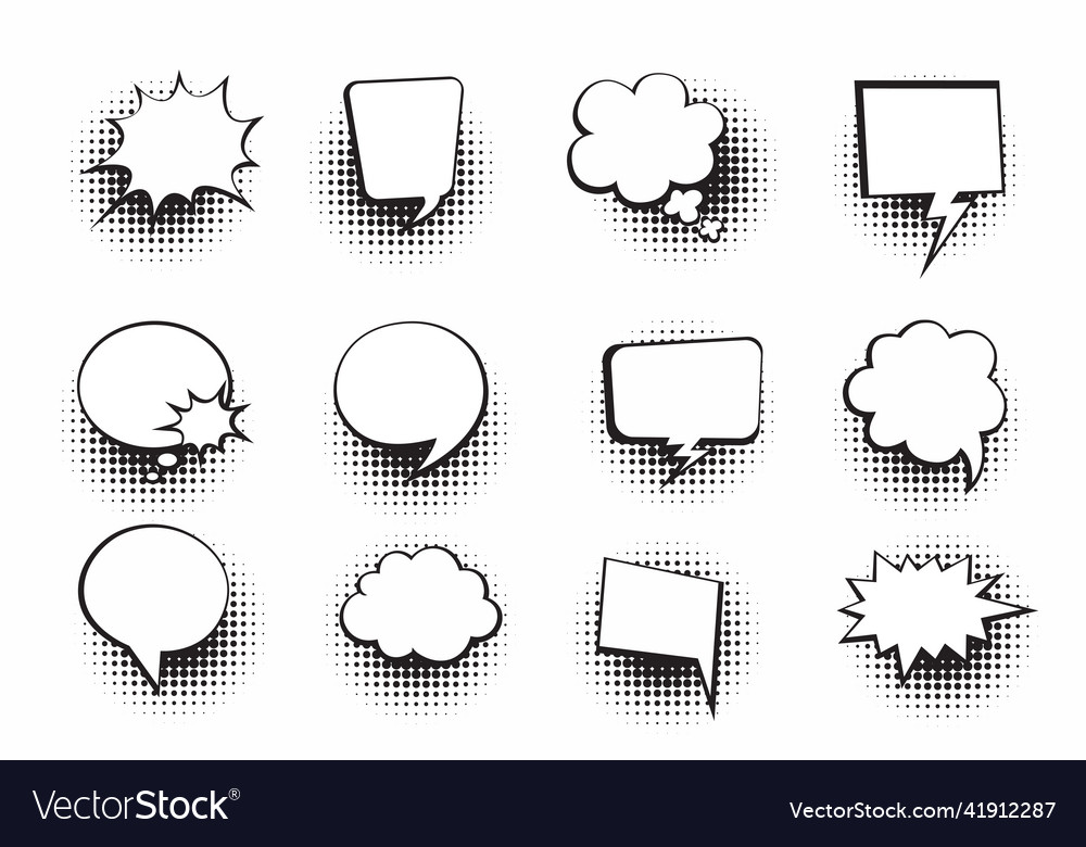 Retro empty comic bubbles and elements set Vector Image