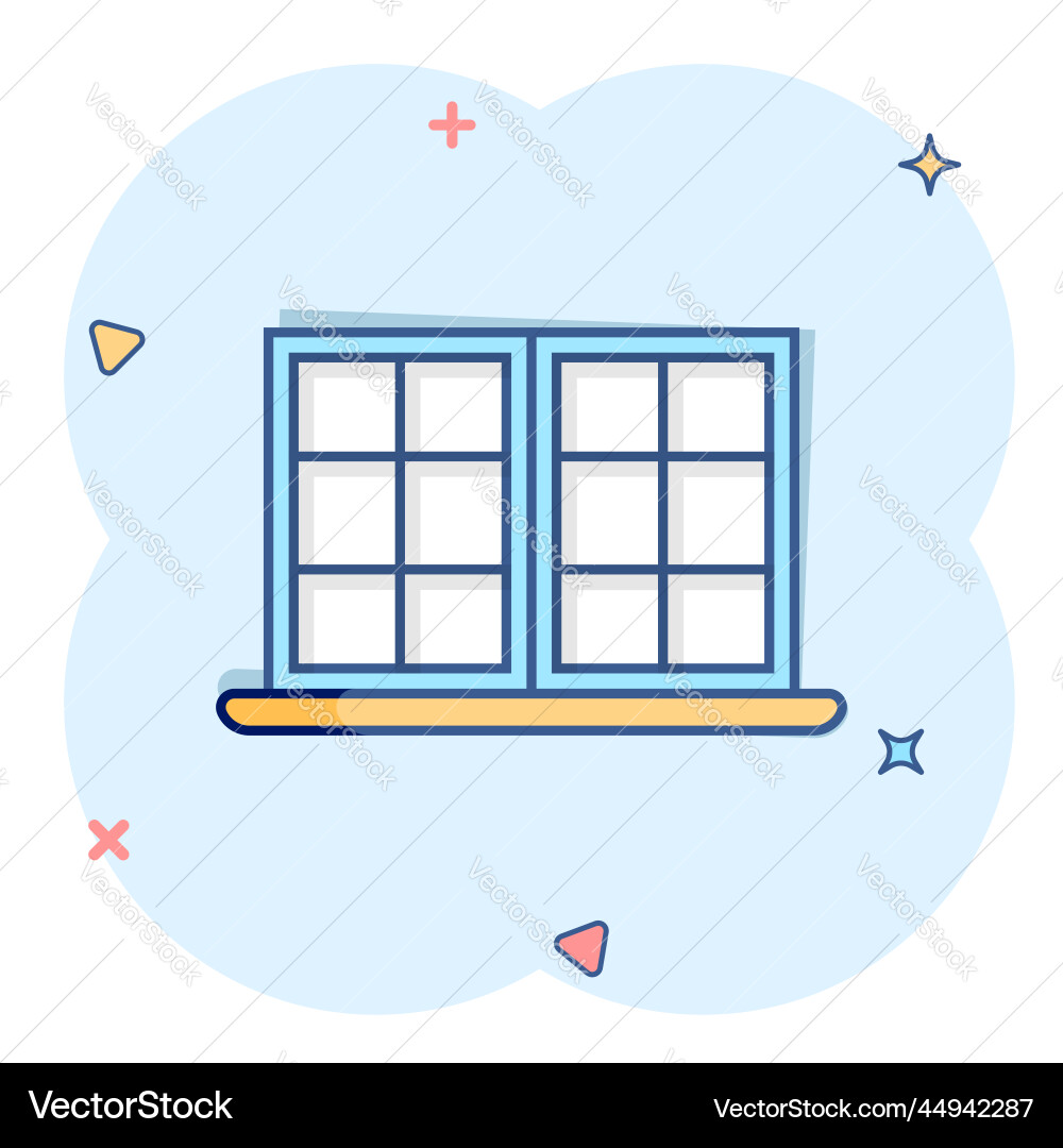 Window icon in comic style casement cartoon Vector Image