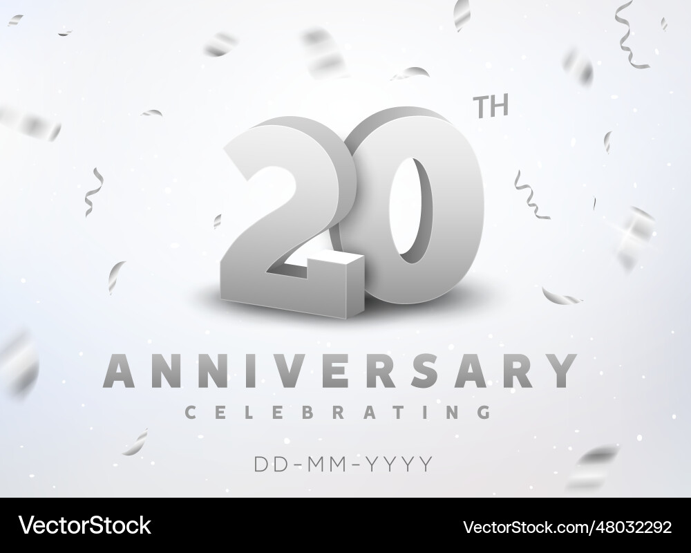 20 years silver number anniversary celebration Vector Image