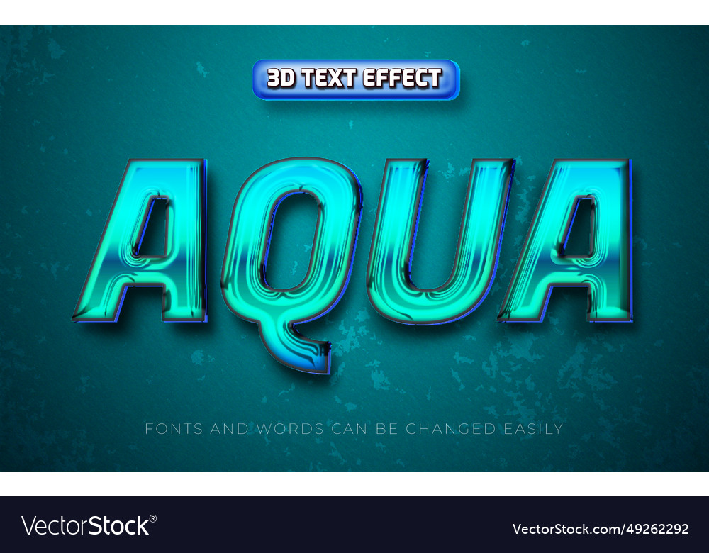 Aqua 3d editable text effect style Royalty Free Vector Image