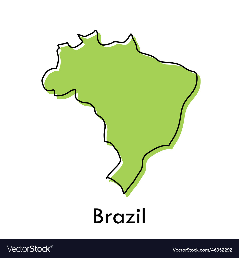 Brazil map - simple hand drawn stylized concept Vector Image