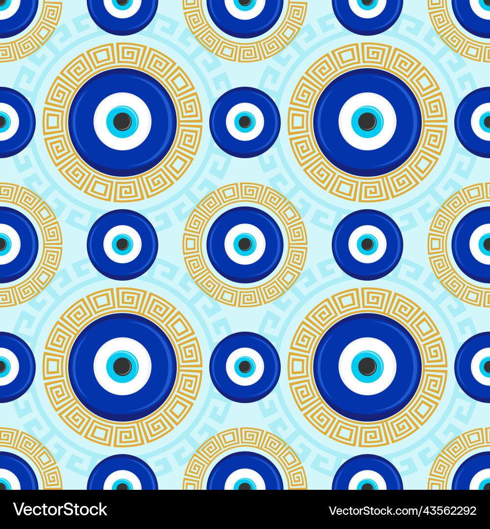 Evil eye ethnic pattern mystic greek blue amulet Vector Image