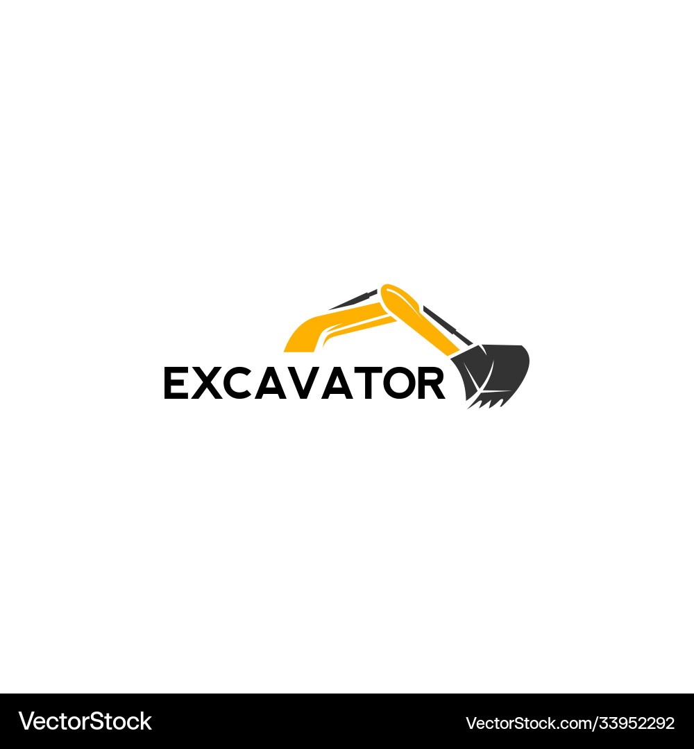 Excavator heavy equipment logo design Royalty Free Vector