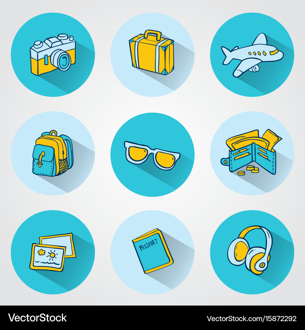 Flat travel icons for web and mobile applications Vector Image