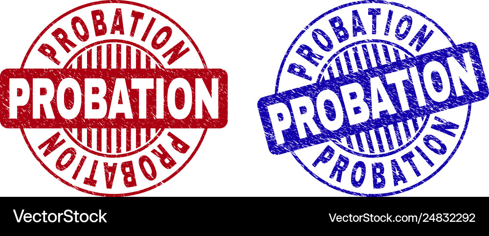 Grunge probation textured round stamps Royalty Free Vector