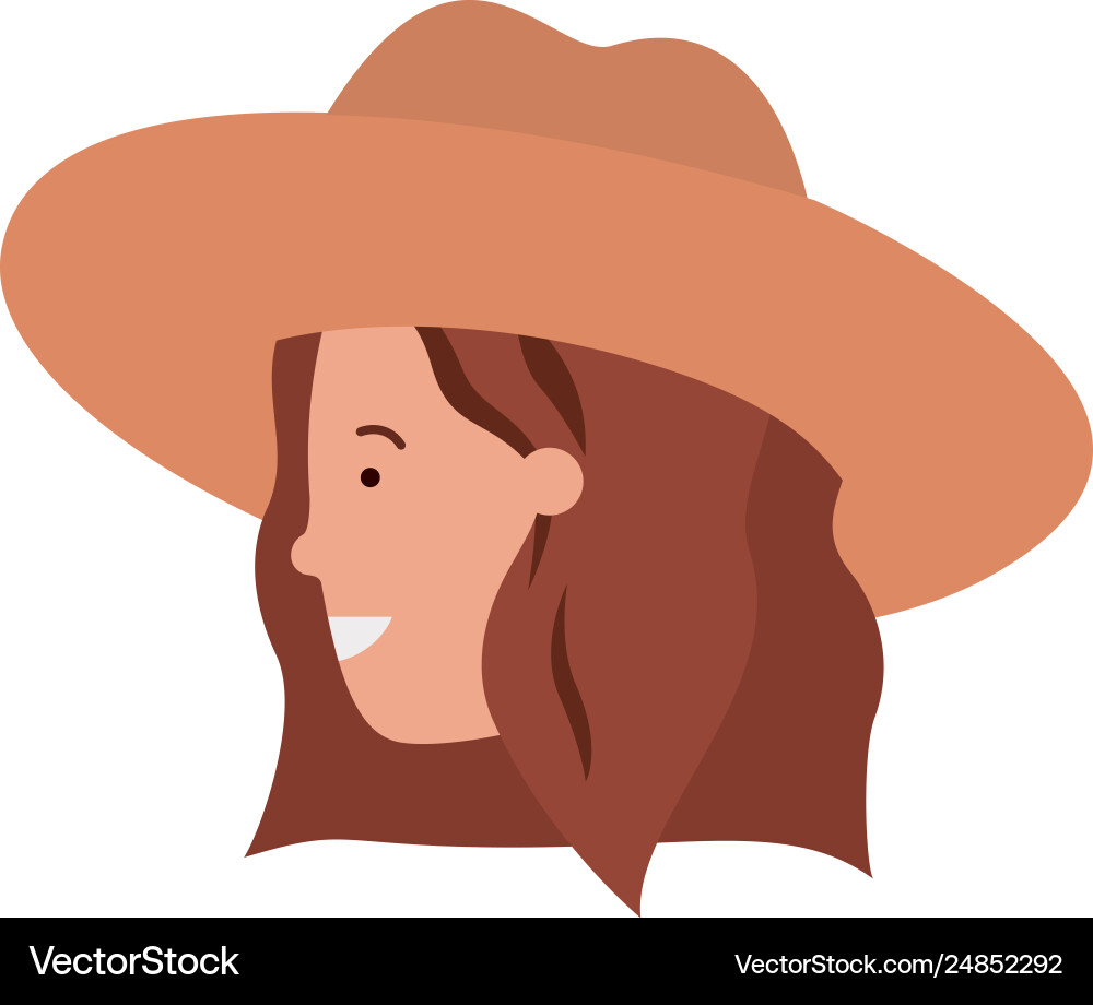 Head woman with hat avatar character Royalty Free Vector
