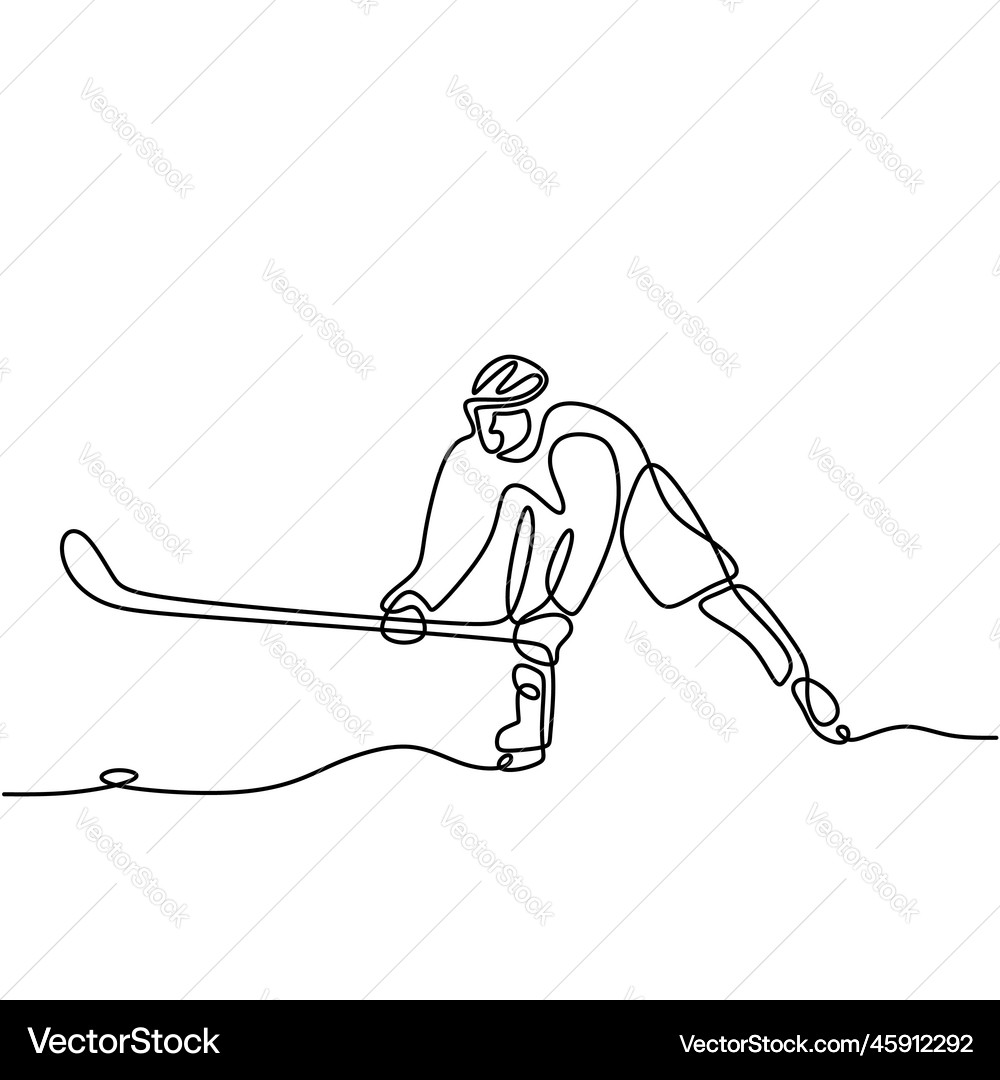 One continuous line drawing of professional ice Vector Image