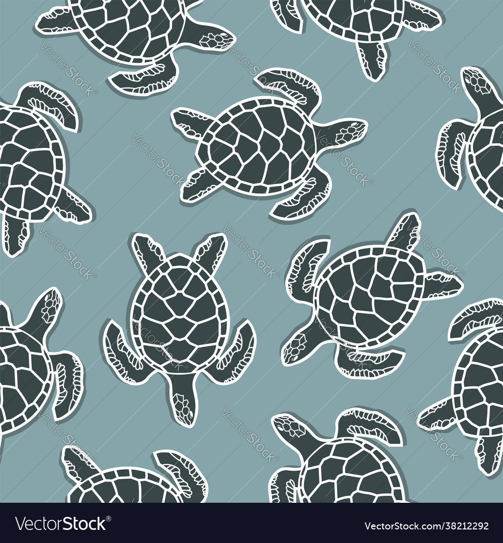 Seamless pattern with turtles Royalty Free Vector Image