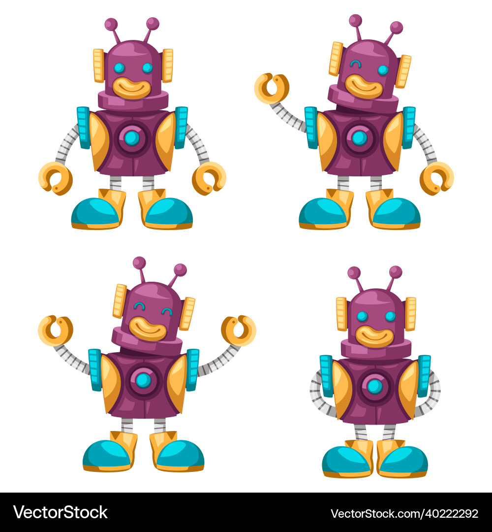 Set of android character robot cartoon style Vector Image