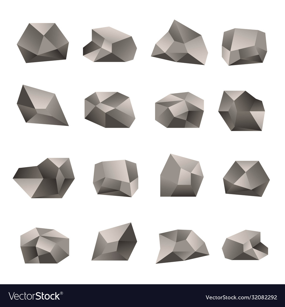 Set triangular stones on white background Vector Image