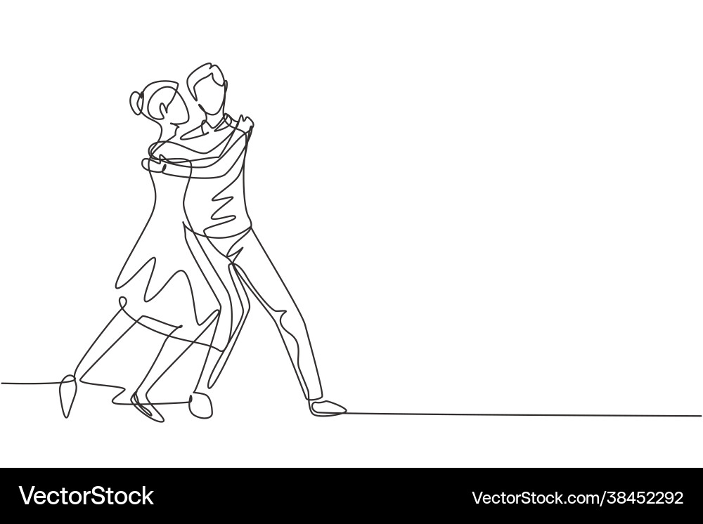 Single continuous line drawing man and woman Vector Image
