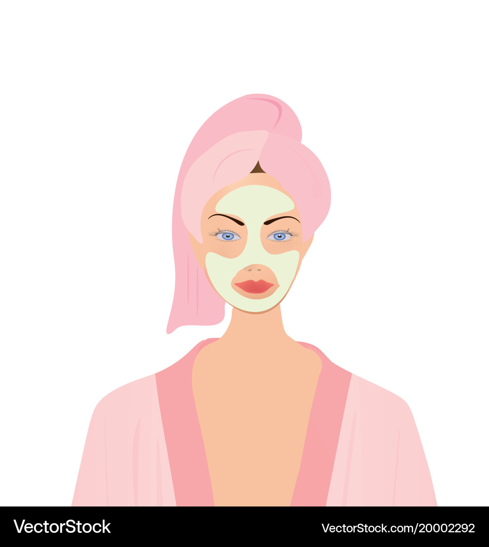 Women with towel and face mask Royalty Free Vector Image