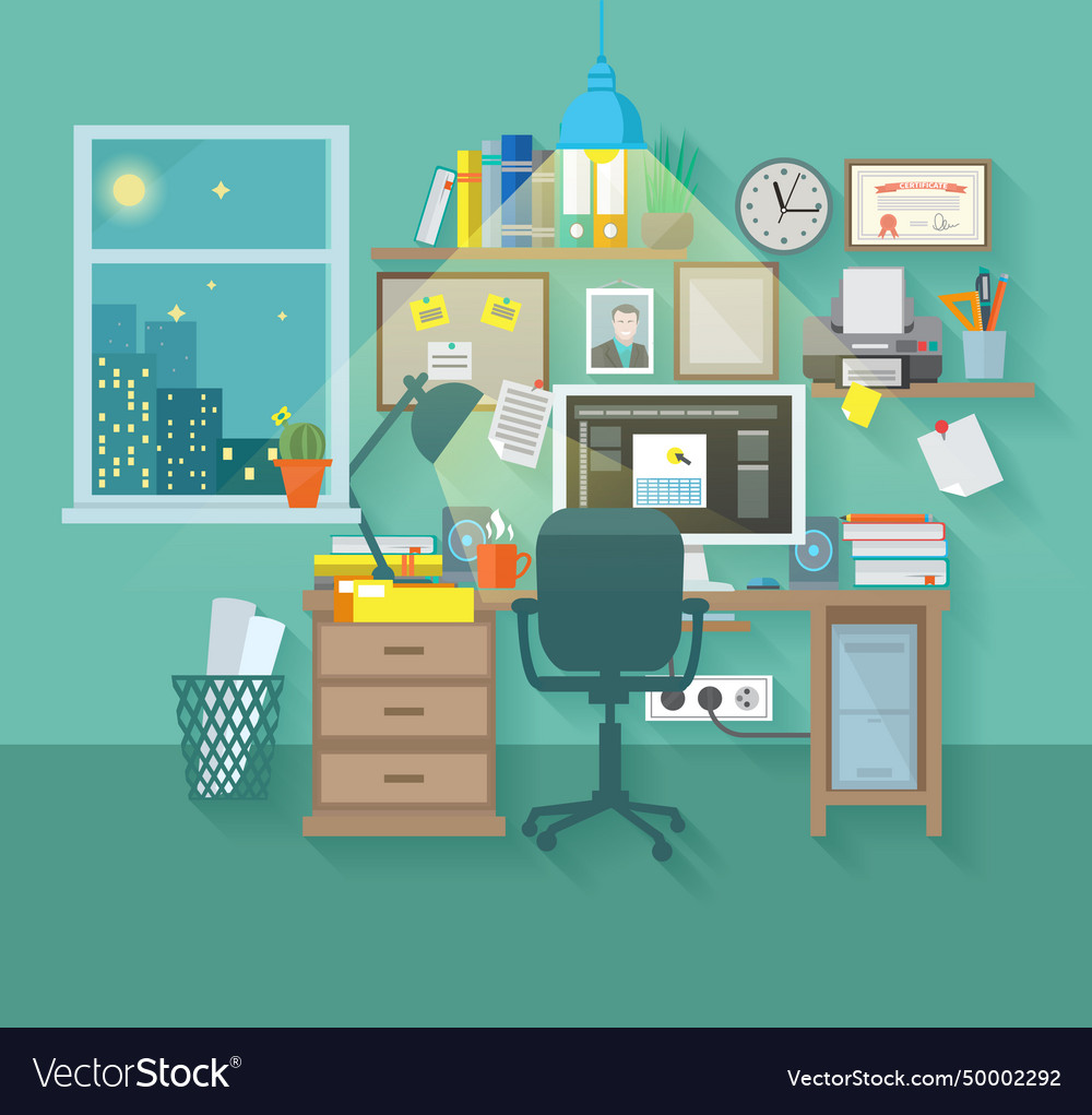 Workspace in room Royalty Free Vector Image - VectorStock