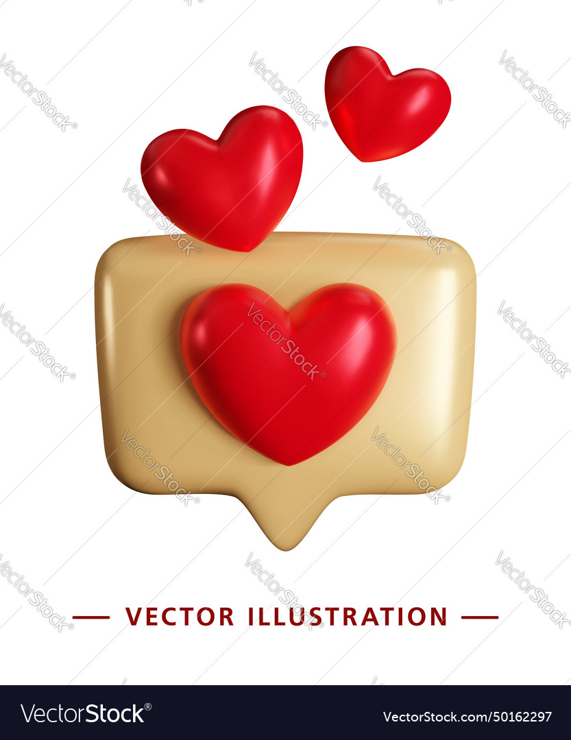 3d message icon or dialog button with 3 red Vector Image
