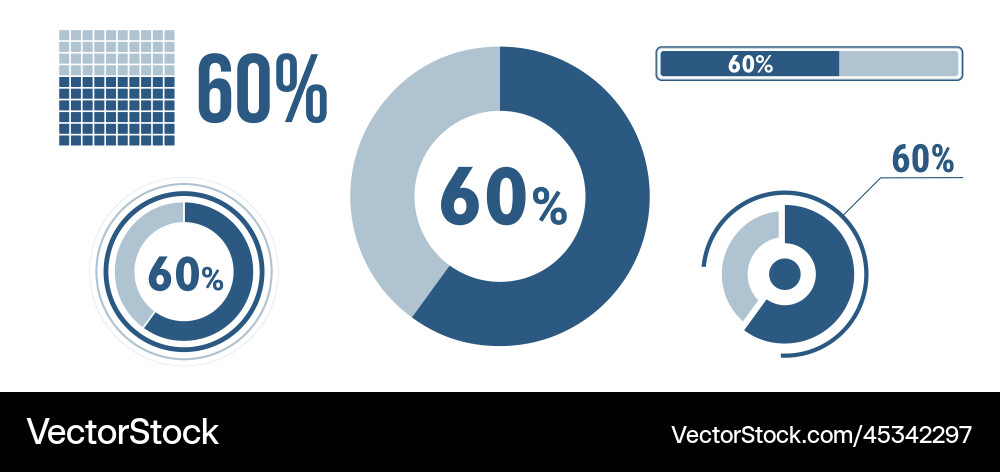 60 percentage infographic set sixty circle Vector Image