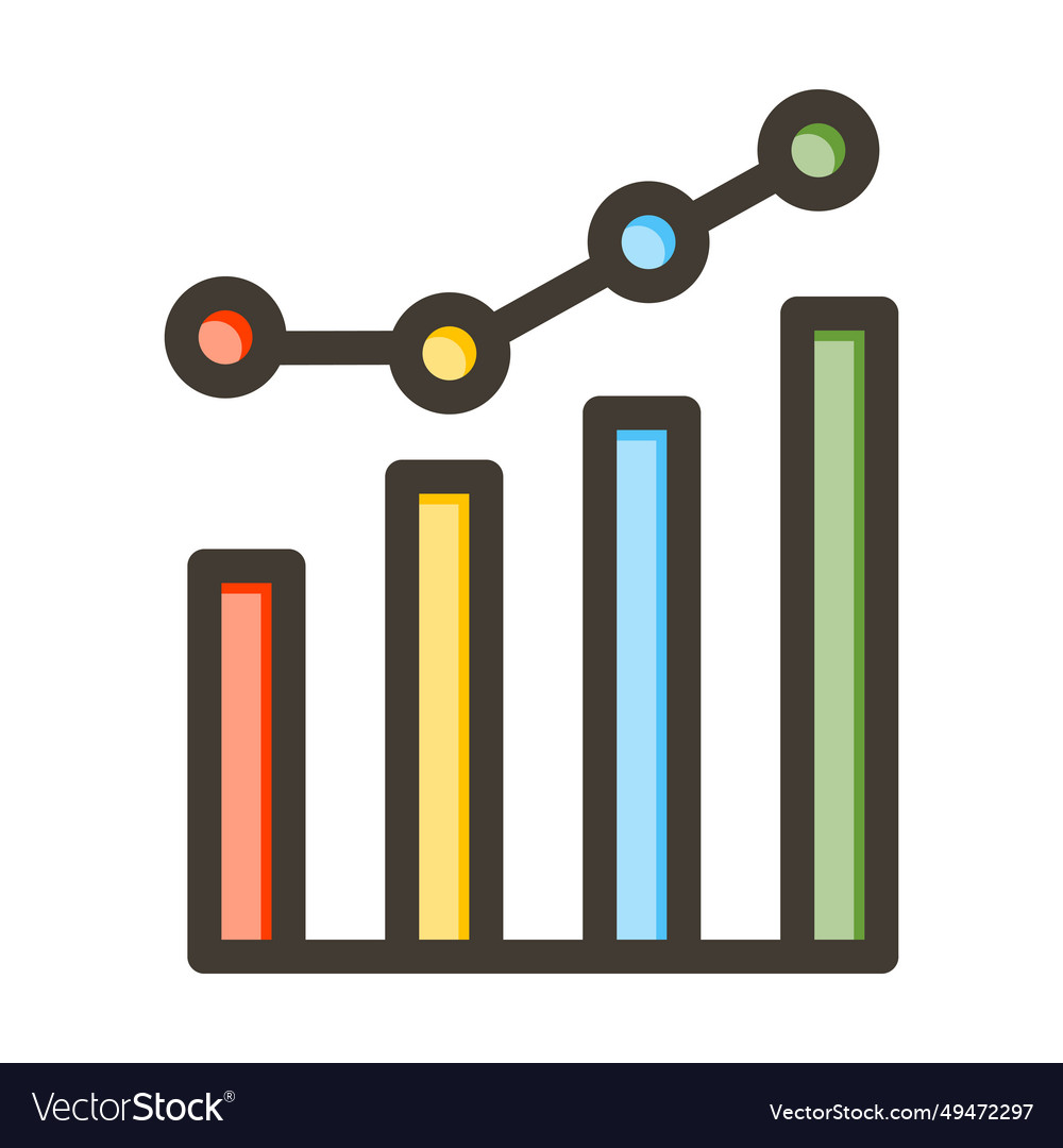 Bar chart thick line filled colors icon Royalty Free Vector