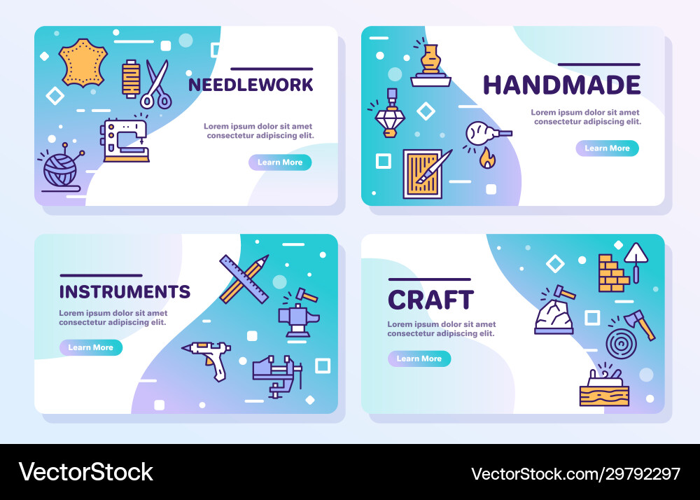 Craft and handmade color icon set hobbies work Vector Image