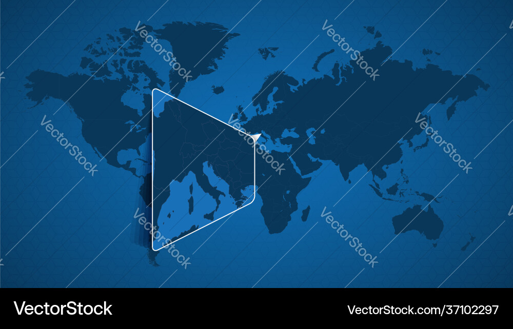 Detailed world map with pinned enlarged map Vector Image