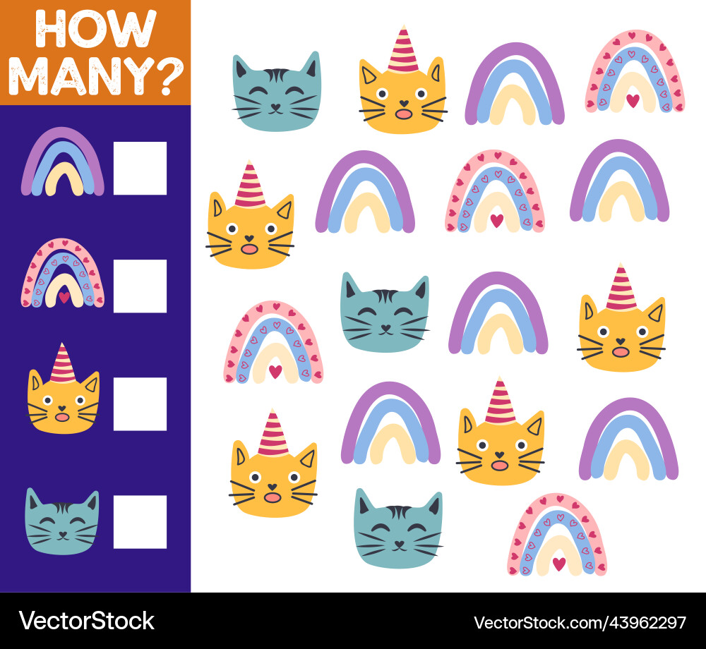How many cat game for children printable worksheet