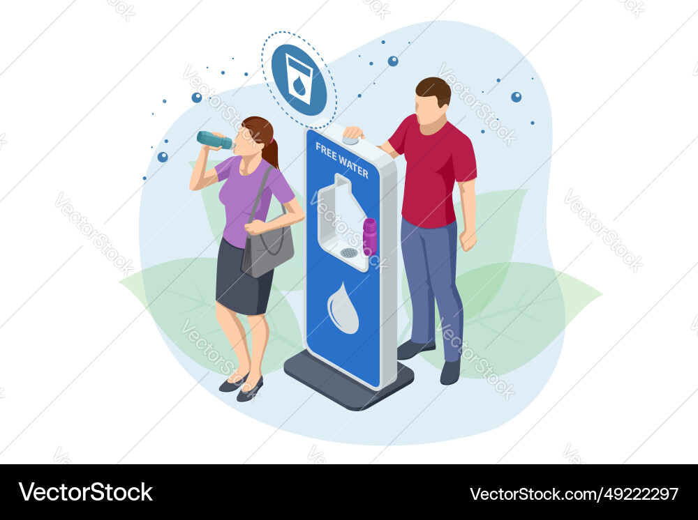 Isometric drinking water filling station refill Vector Image