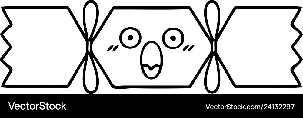 Line drawing cartoon christmas cracker Royalty Free Vector