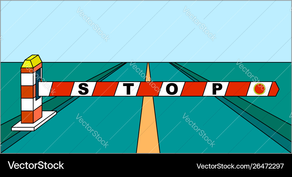 Road barrier stop sign on highway Royalty Free Vector Image