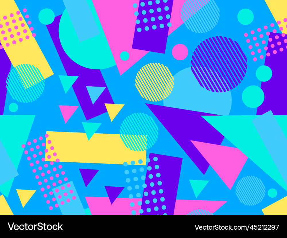 Seamless pattern with geometric shapes in 80s Vector Image