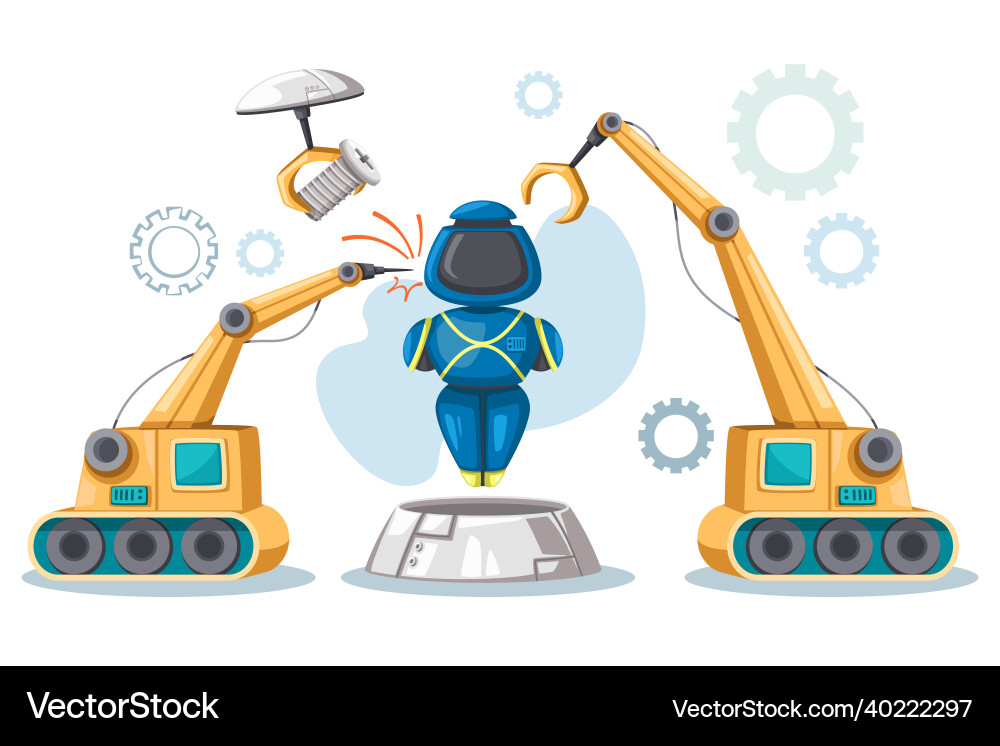 Set of android character robot cartoon style Vector Image
