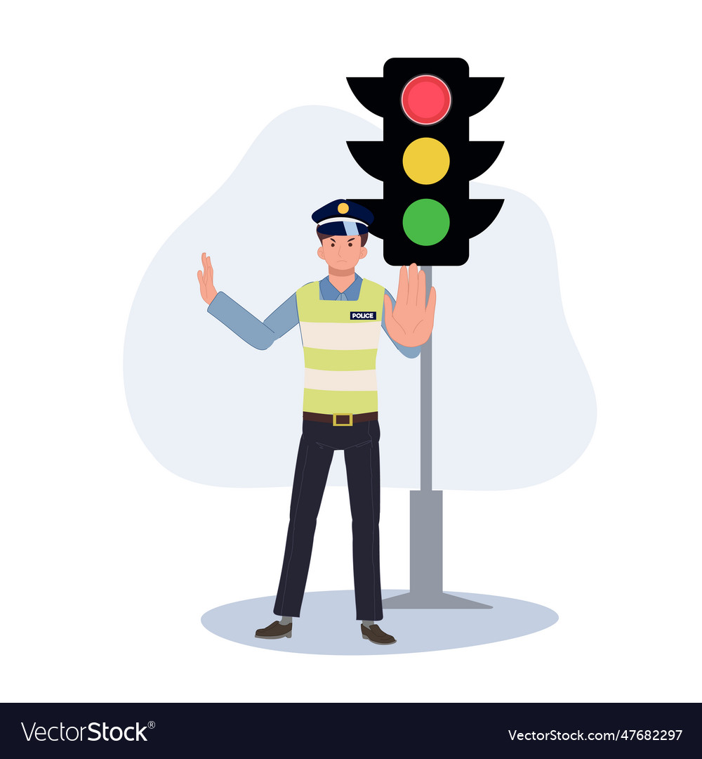 Traffic control concept a police is doing Vector Image