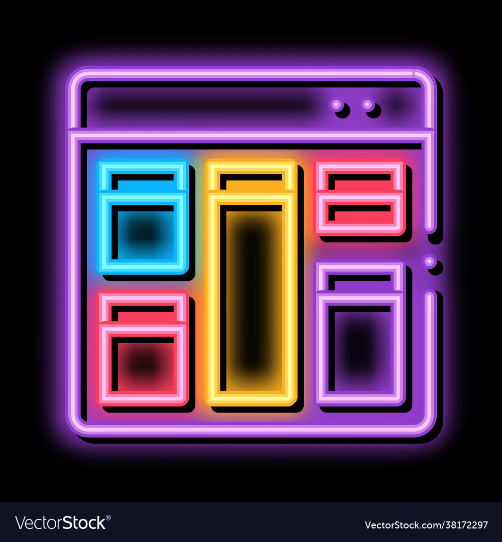 Web site layout neon glow icon Royalty Free Vector Image