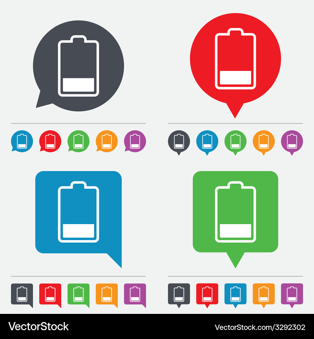 Battery low level sign icon electricity symbol Vector Image